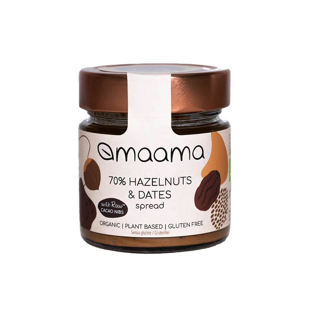 Organic 70% Hazelnut Spread with Dates and Cocoa Nibs 200G – Lets Organic