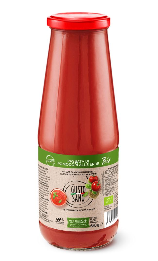 Organic tomato passata with herbs bottle 680G – Lets Organic