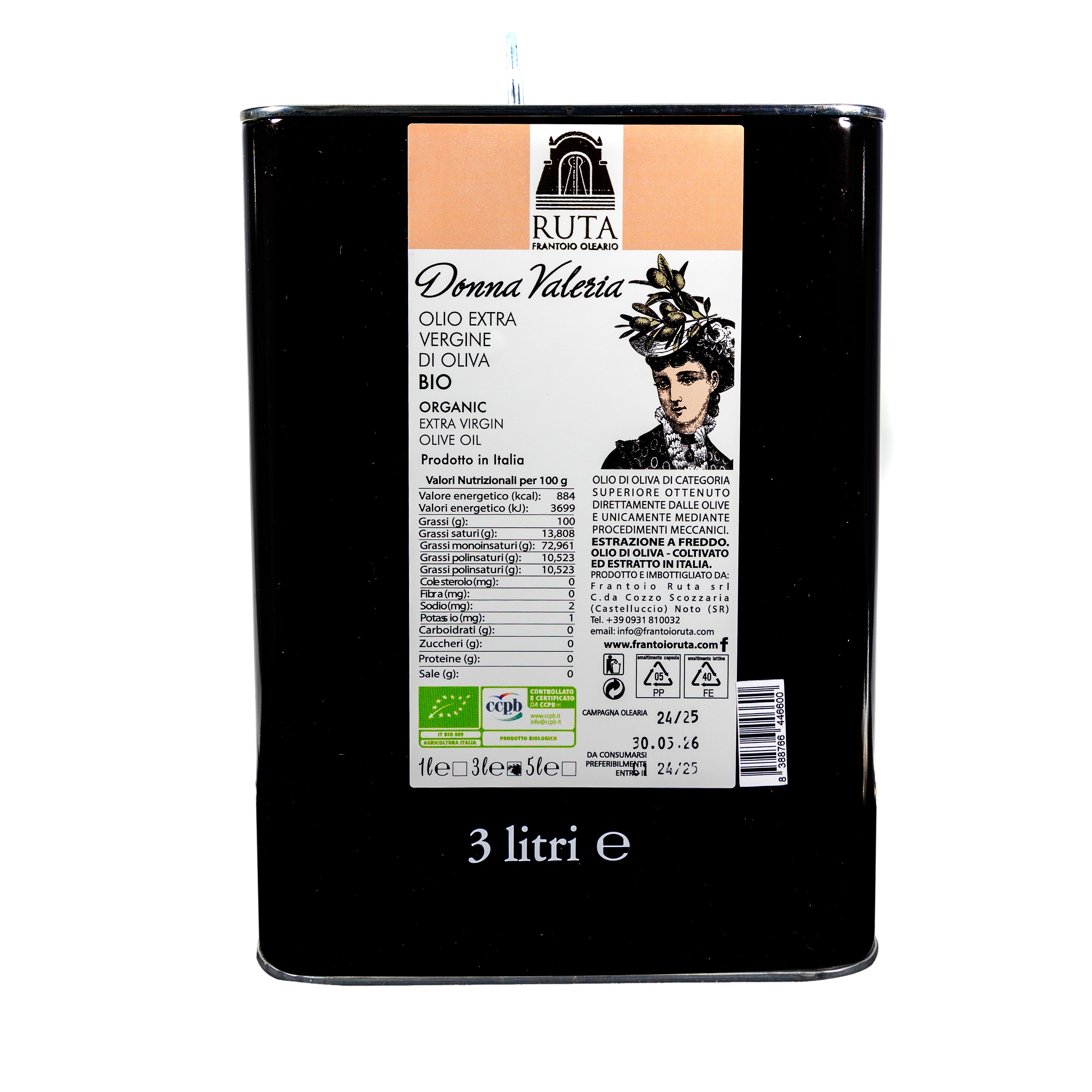 Frantoio Oleario Ruta Organic Extra Virgin olive oil 3L – Lets Organic