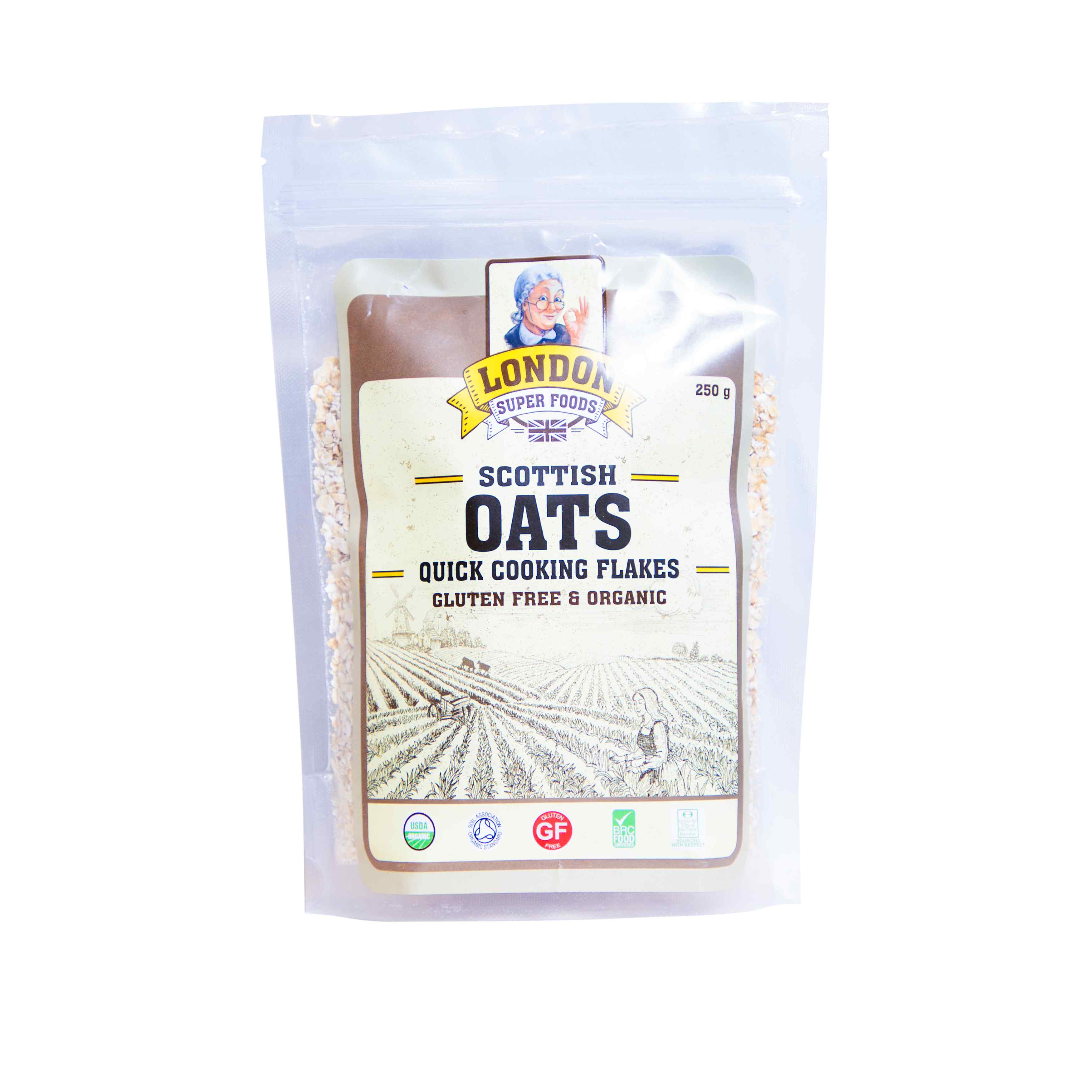 Scottish Oats Quick Cooking Flakes Gluten Free 250G – Lets Organic